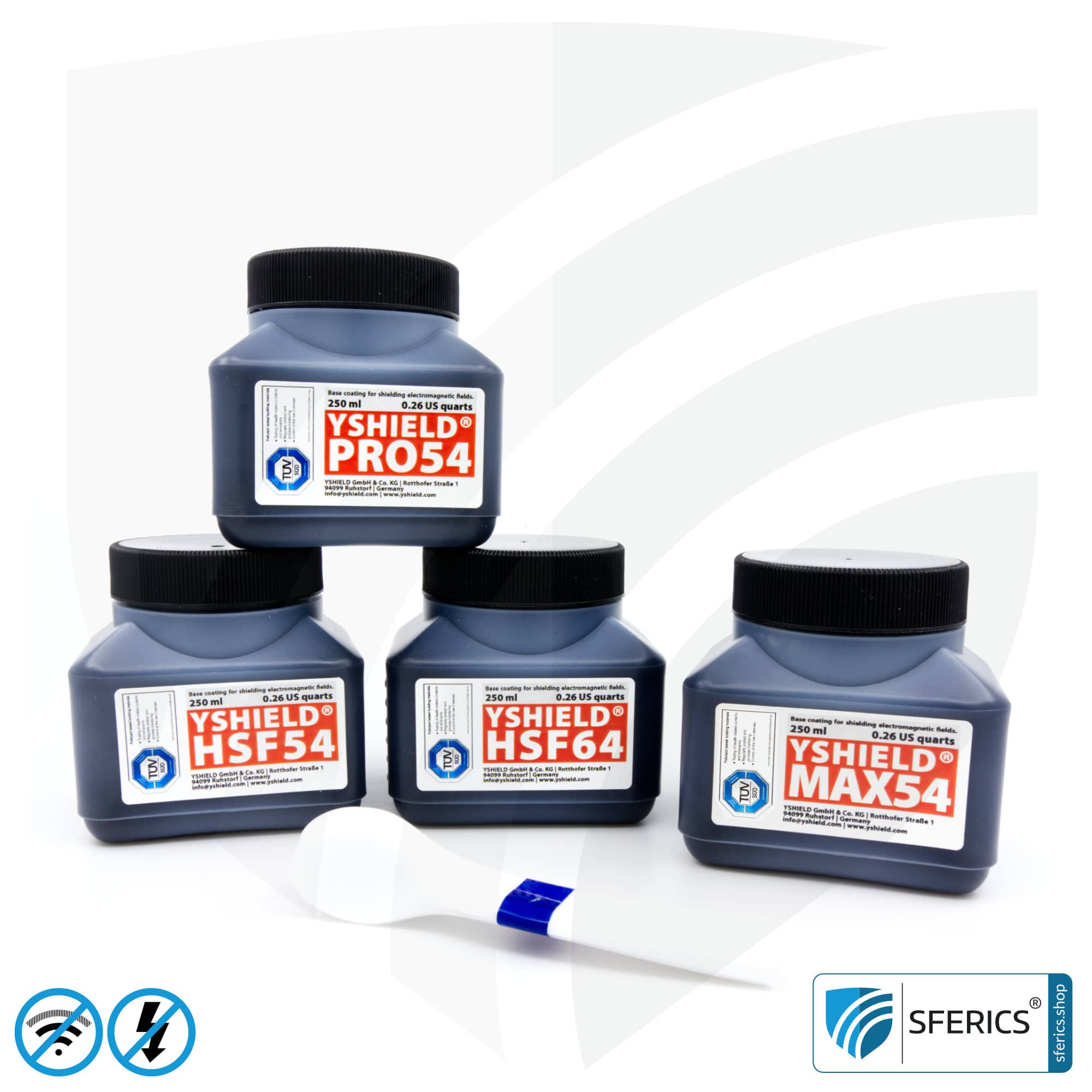 Sample set shielding paints | 4x 250 mL | Electrosmog HF