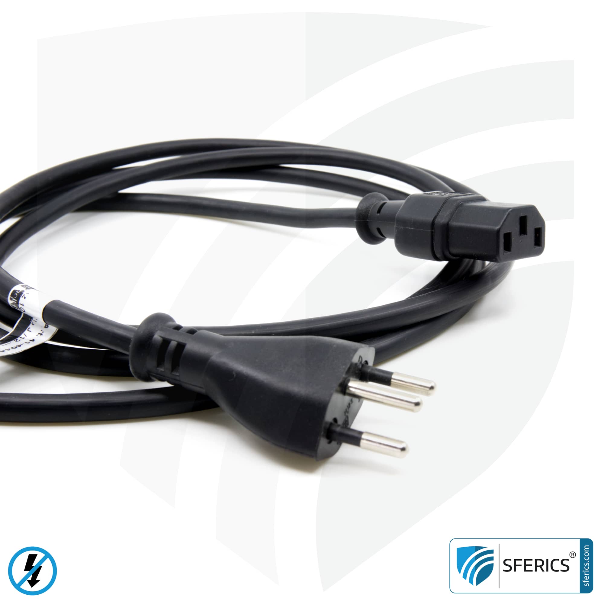 Shielded IEC cable CH | C13 | 2 meters | black
